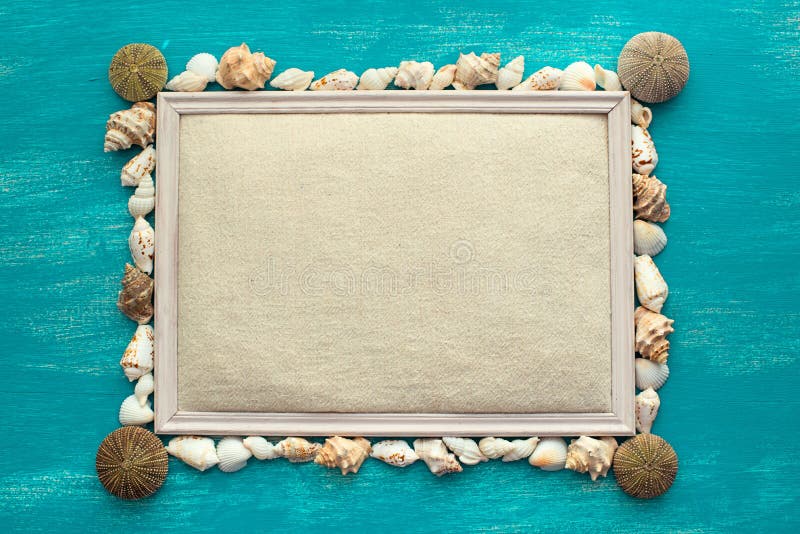 Set Sea Shell Decorative Frame Place for Text. Stock Image - Image of ...