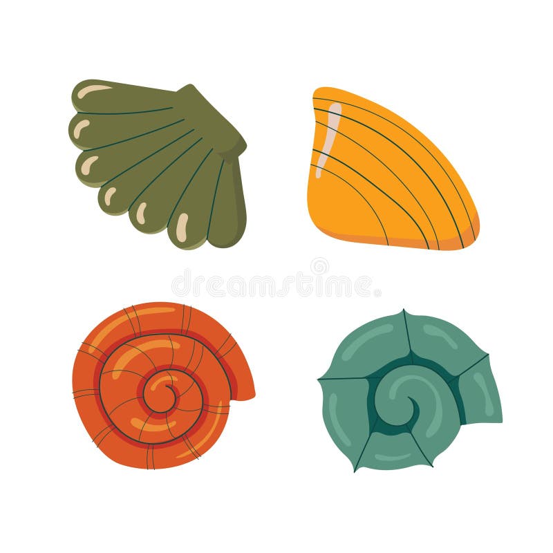 Sea Shells Flat Design Stock Illustrations – 1,810 Sea Shells Flat ...