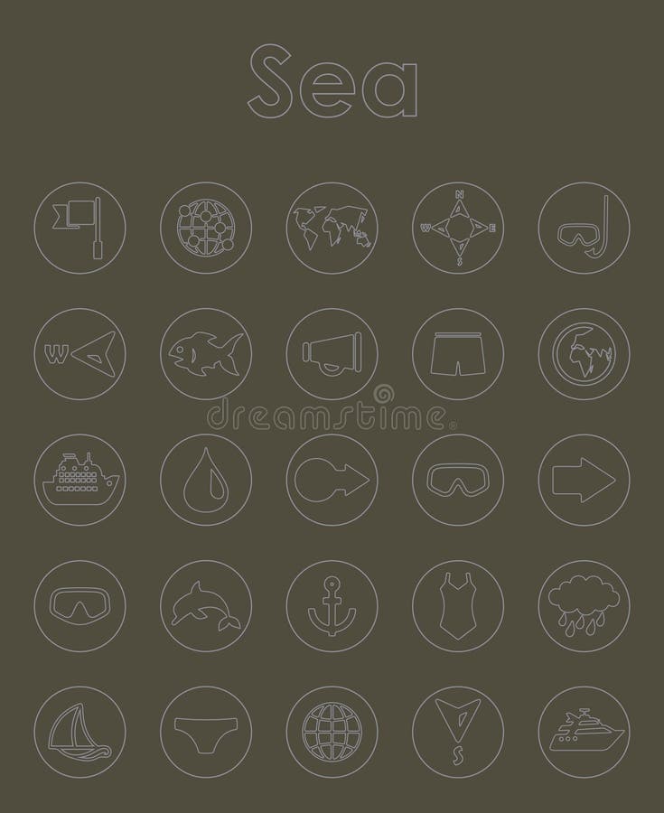Set of sea simple icons stock vector. Illustration of abstract - 94323038