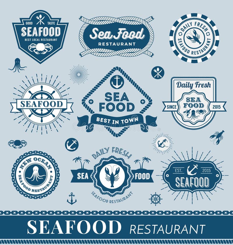 Set of Seafood Restaurant Logo Design. Stock Vector - Illustration of ...