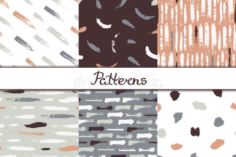 Set of Abstract Seamless Patterns with Spots, Stripes, Circles, Strokes ...
