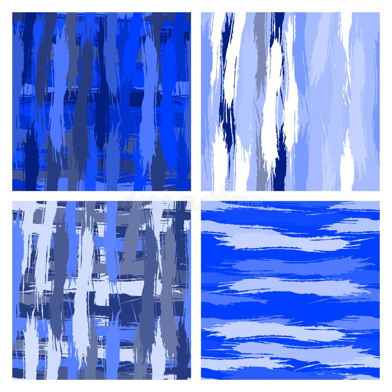 Set of Seamless, Abstract Patterns in Blue Colors. Stock Vector ...