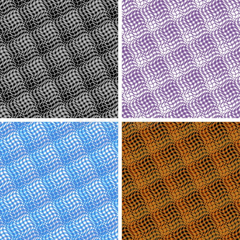 Set of Seamless Anti-stress Waves Checkered Patterns in Vector. Print ...