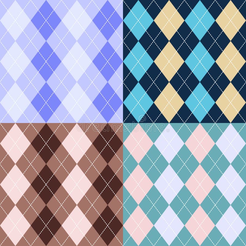 Seamless Argyle Check Pattern in Pink, Light Blue and Gray with White ...