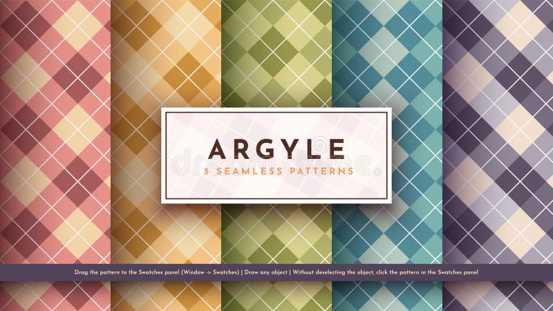 Set 5 Seamless Argyle Pattern. Traditional Scottish Texture ...