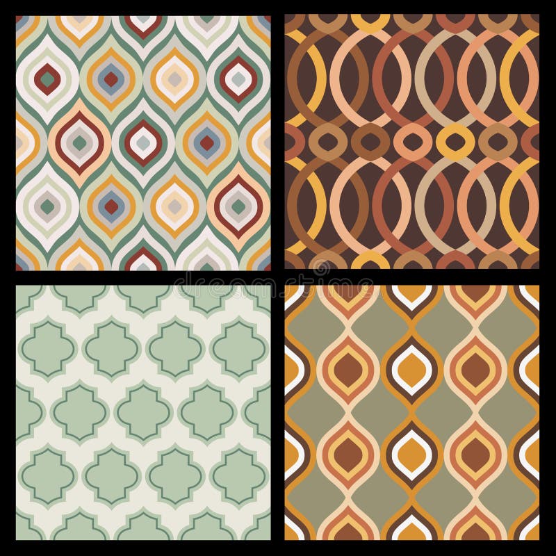 Set of Seamless Autumn Patterns. Abstract Geometric Wallpaper Stock ...