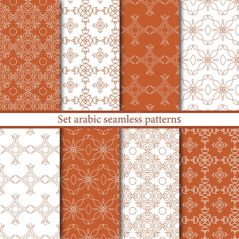 Set Arabic Seamless Patterns Stock Vector - Illustration of interiors ...