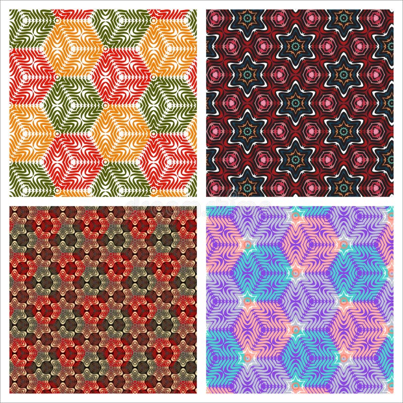 Set of Seamless Backgrounds with Cubes and Stars Stock Vector ...