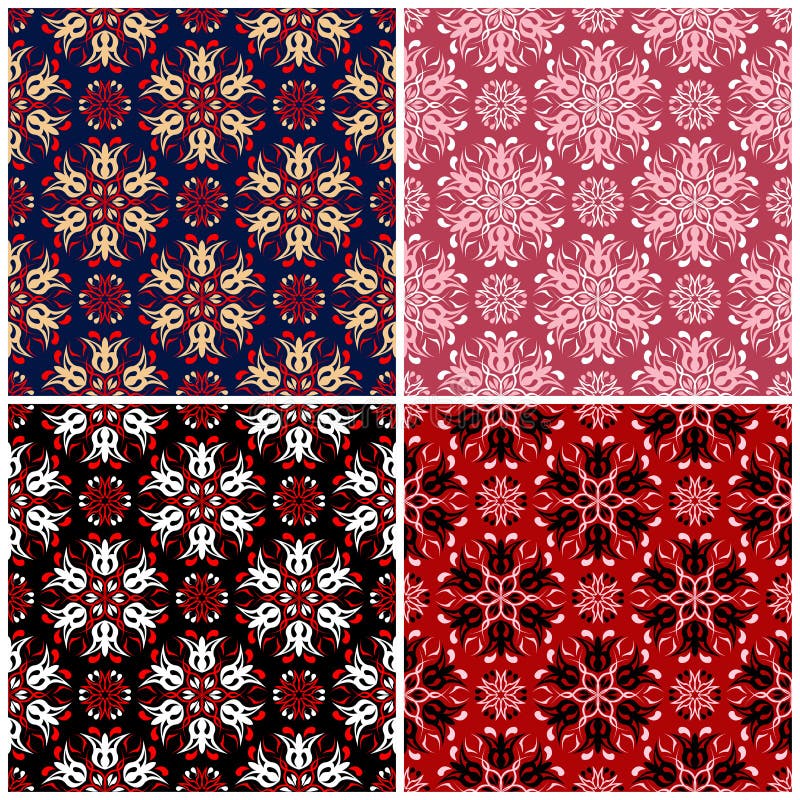 Set of Seamless Backgrounds with Floral Patterns Stock Vector ...