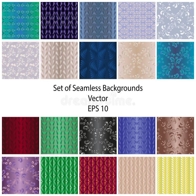 Set of Seamless Backgrounds. a Variety of Colors and Patterns Stock ...