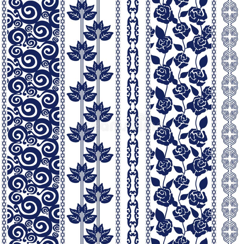 Set of Seamless Batik Borders with Bohemian Elements. Stock Vector ...