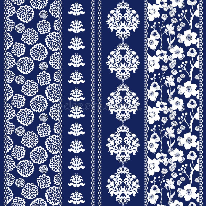 Set of Seamless Batik Borders with Bohemian Elements. Stock Vector ...