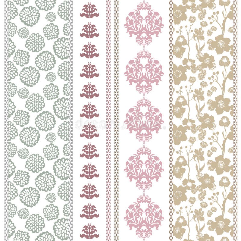 Set of Seamless Batik Borders with Bohemian Elements. Stock Vector ...