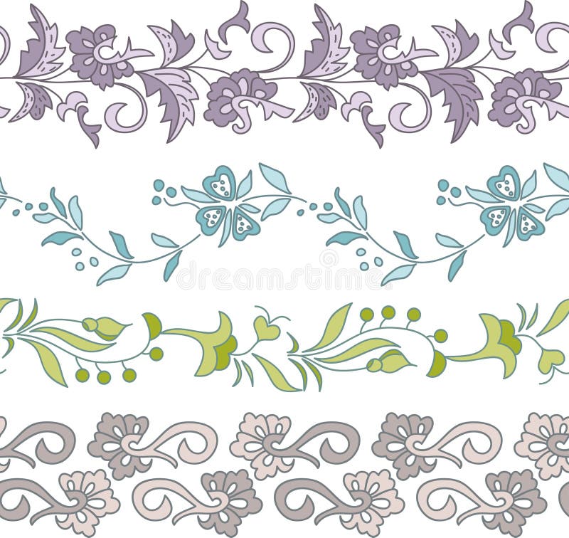 Set of floral vine borders stock vector. Illustration of collection ...