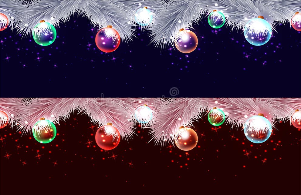 Set of Seamless Borders Made of White Spruce Branches Stock Vector ...