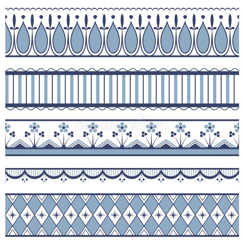 Set of Seamless Borders. in Style Russian Gzhel Stock Vector ...