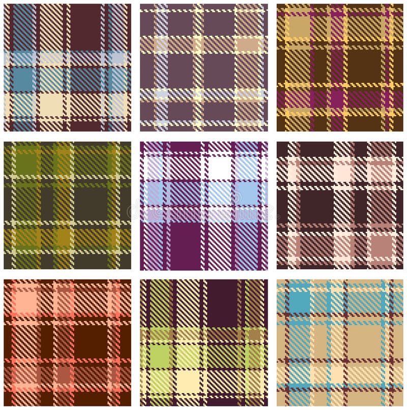Set of Seamless Checkered Pattern Stock Vector - Illustration of ...