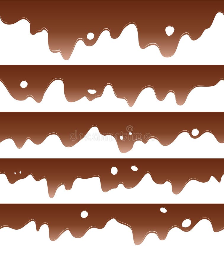 Melted Milk Chocolate Seamless Border Set. Vector Stock Vector ...