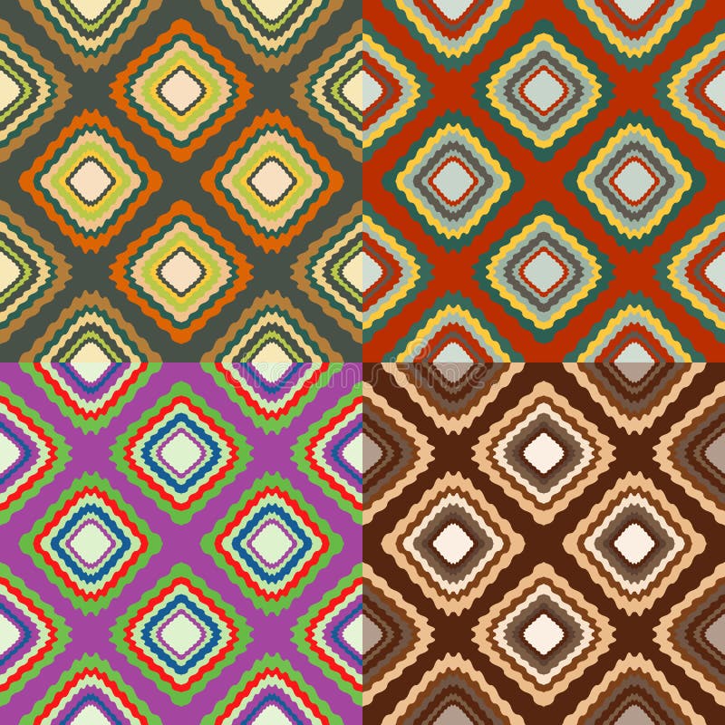 Set of Seamless Color Patterns Stock Vector - Illustration of green ...