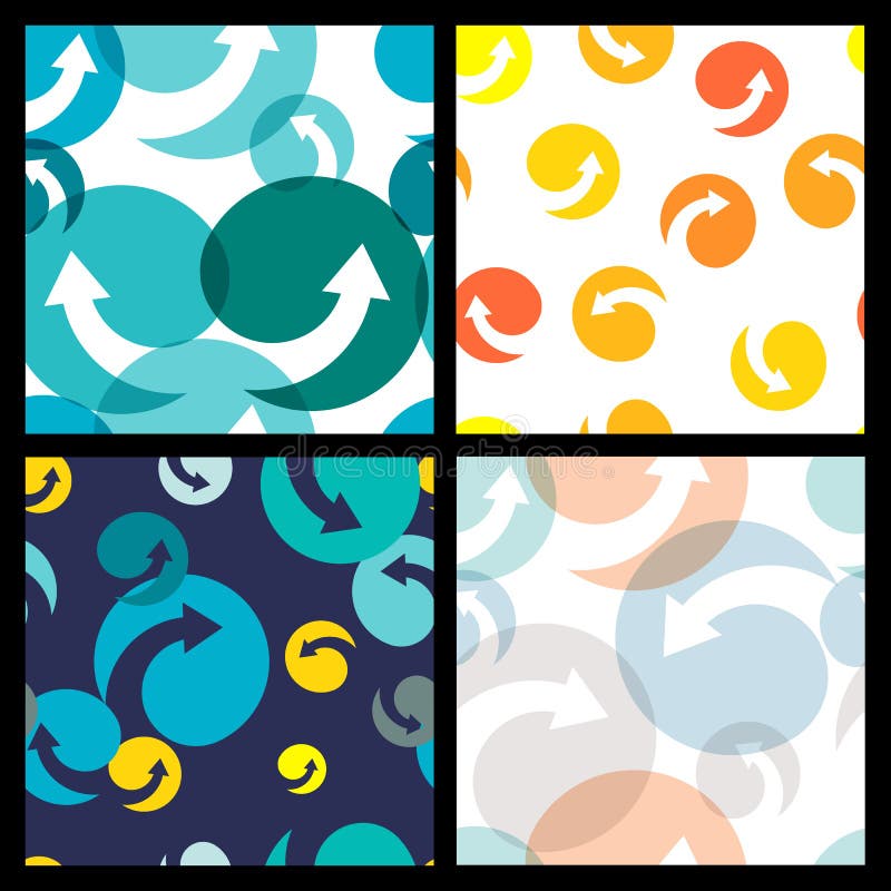 Set of Seamless Colorful Patterns. Abstract Arrow and Circle Stock ...