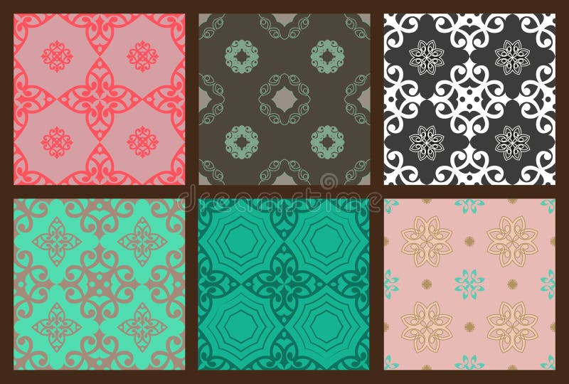 Set of Seamless Colorful Patterns Oriental Ornamen Stock Vector ...