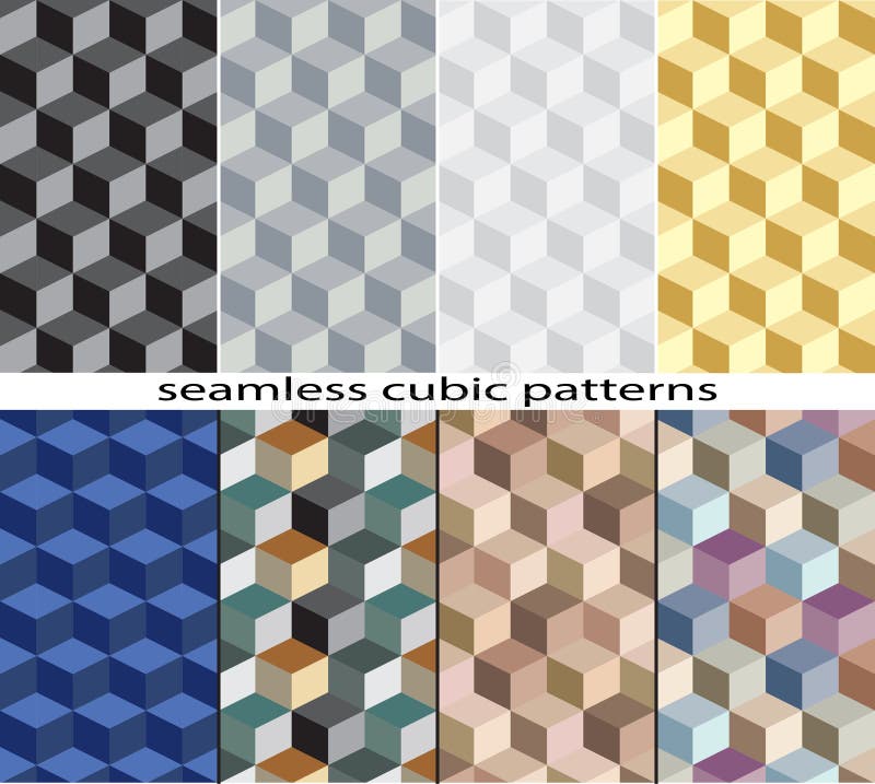 Seamless Cubic Abstract Geometric Isometric Pattern Background Texture ...