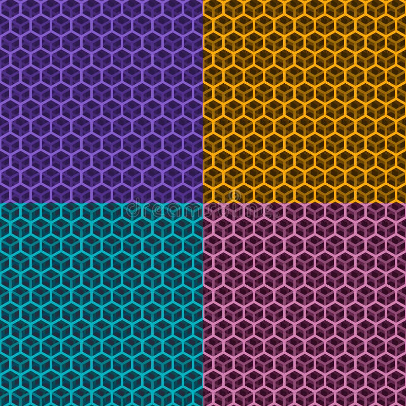 Set of Seamless Cubic Patterns Stock Vector - Illustration of design ...