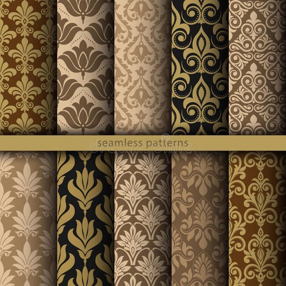 Set Seamless Damask Patterns Set Seamless Damask Patterns Pattern for Wallpapers Stock Vector ...