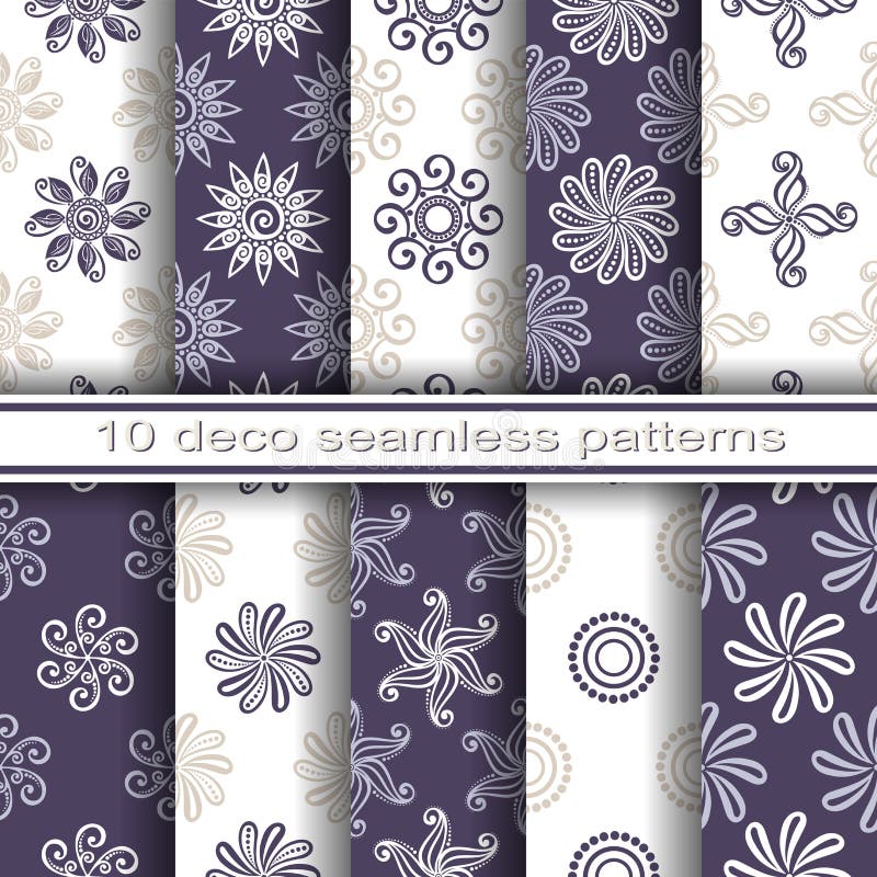Set of 10 Seamless Decorative Floral Patterns Stock Vector ...