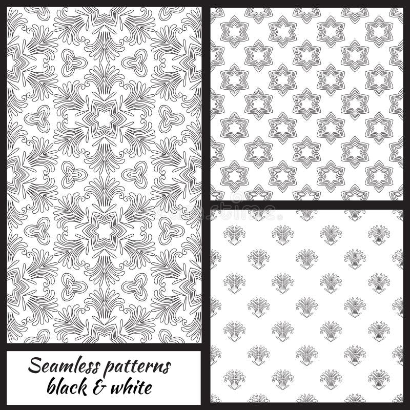 Set of Seamless Decorative Patterns Stock Vector - Illustration of ...