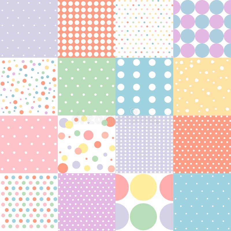 Set of Seamless Dots Pattern in Pastel Colors. Stock Vector ...