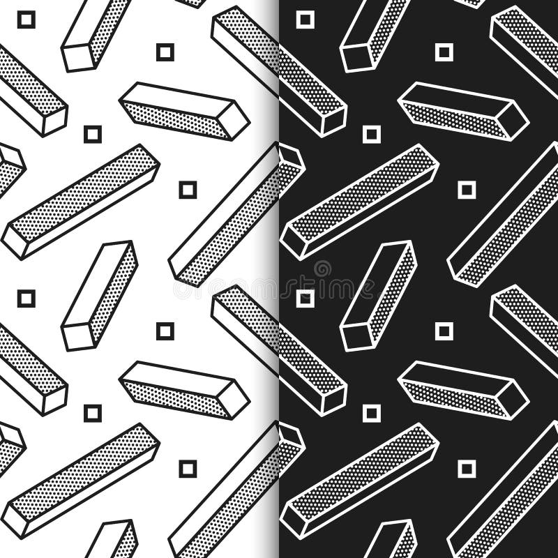 Set of Seamless, Endless Patterns with Graphic Elements in Pop Art ...