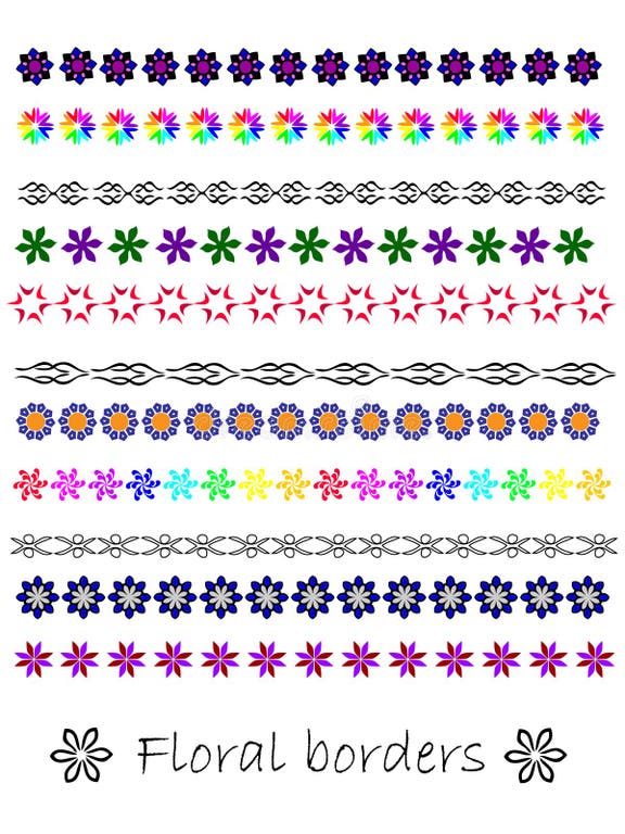 Set Seamless Floral Borders Stock Vector - Illustration of geometric ...