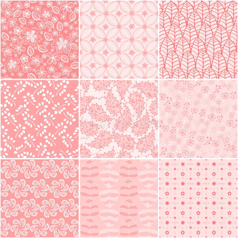 Set of 9 Seamless Floral Patterns Stock Vector - Illustration of curl ...