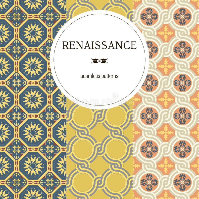 Set of Seamless Floral Renaissance Style Vector Square Patterns Stock ...