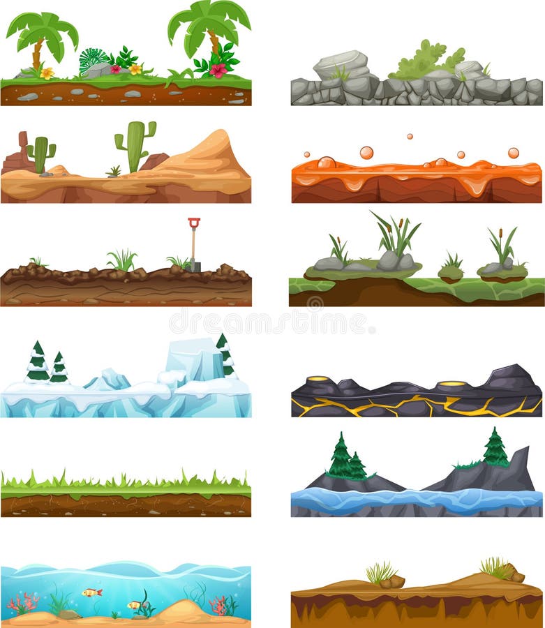 Seamless Game Nature Landscape. Parallax Background for 2d Game Outdoor ...