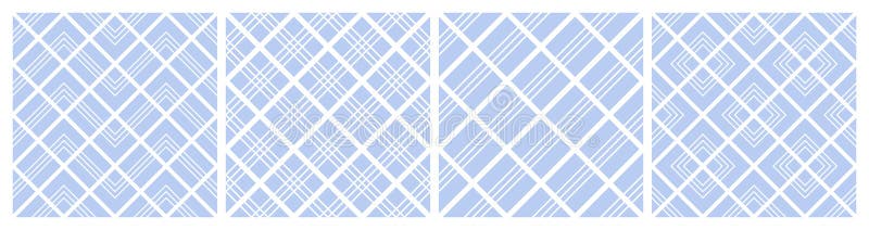 Set of Seamless Geometric Checked Light Blue Patterns Stock Vector ...