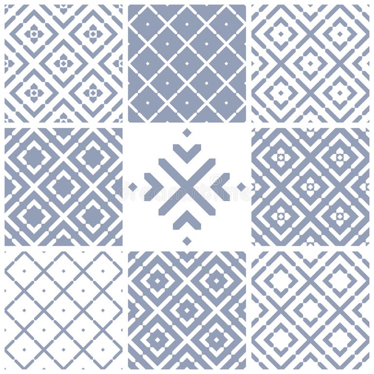 Set of Seamless Geometric Checked Patterns Stock Vector - Illustration ...