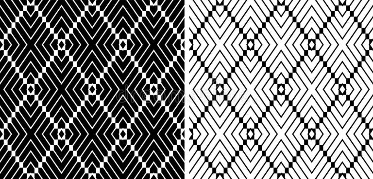 Set of Seamless Geometric Diamonds Patterns Stock Vector - Illustration ...