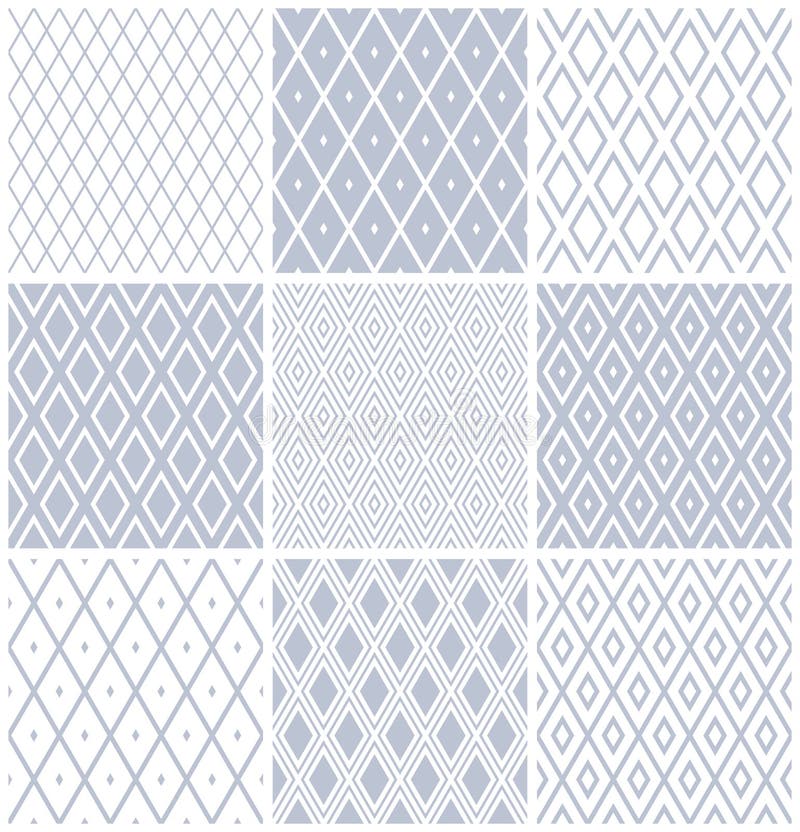 Set of Seamless Geometric Diamonds Light Gray Patterns Stock Vector ...