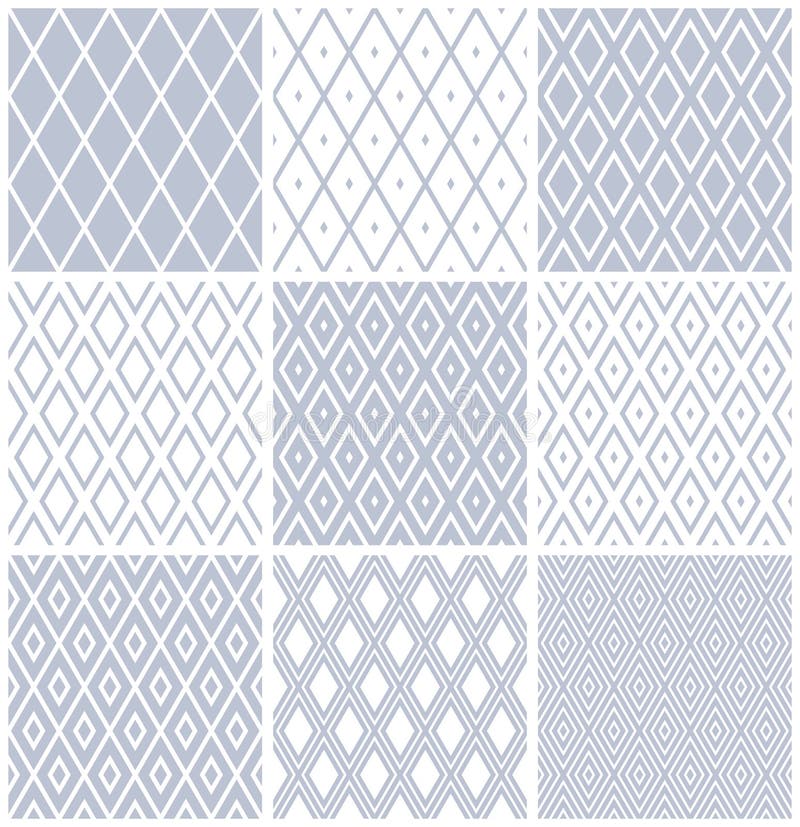 Set of Seamless Geometric Diamonds Light Gray Patterns Stock Vector ...