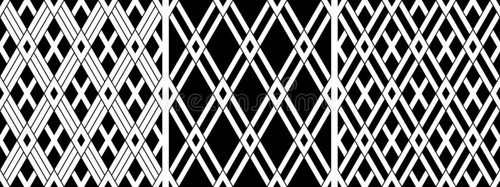 Set of Seamless Geometric Diamonds Patterns Stock Vector - Illustration ...