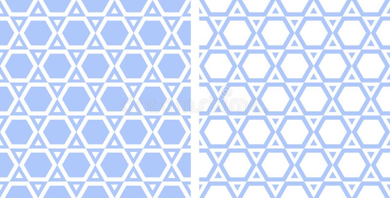 Set of Seamless Geometric Hexagons Light Blue Patterns Stock Vector ...