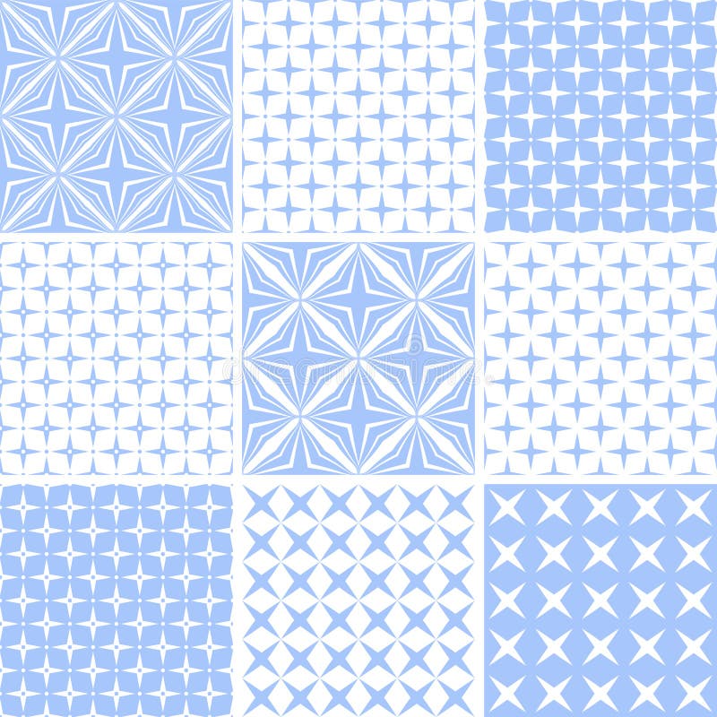 Set of Seamless Geometric Light Blue Patterns and Textures Stock Vector ...