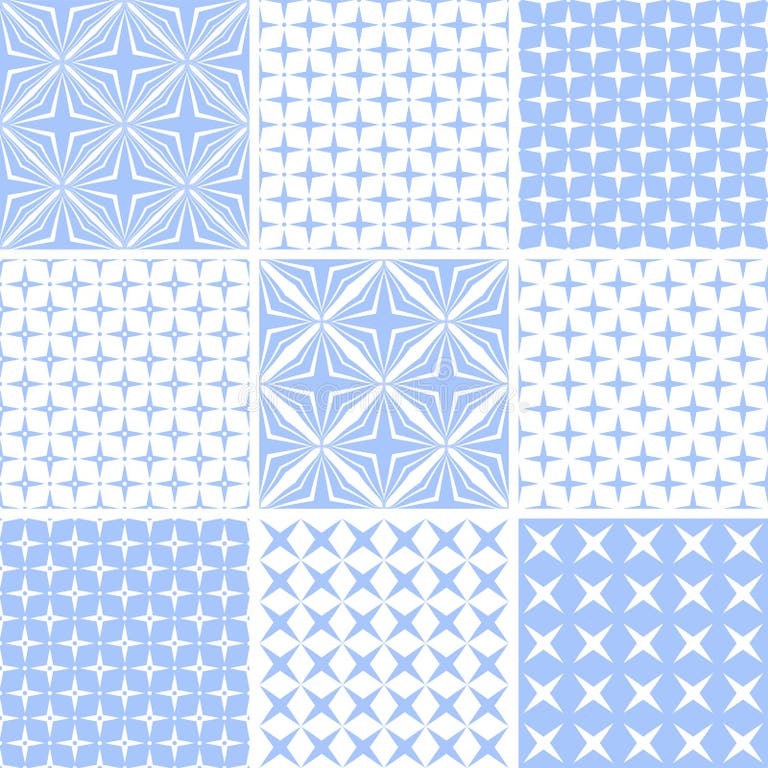 Set of Seamless Geometric Light Blue Patterns and Textures Stock Vector ...