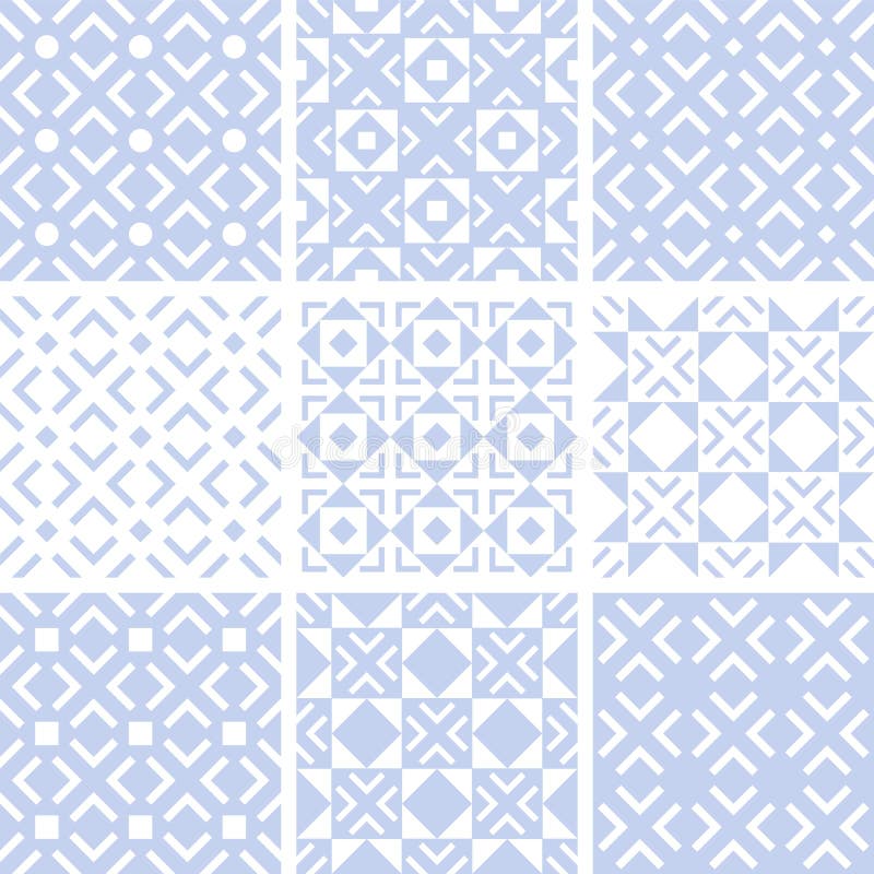 Set of Seamless Geometric Light Blue Patterns Stock Vector ...