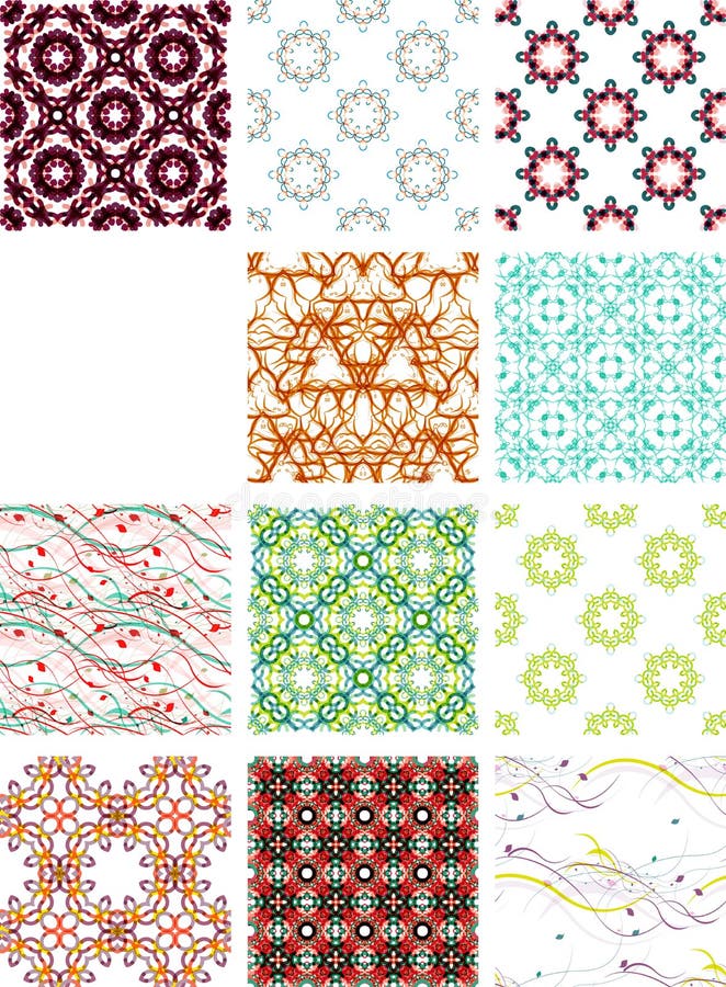 Set Seamless Geometric Patterns - Circles, Swirls Stock Vector ...