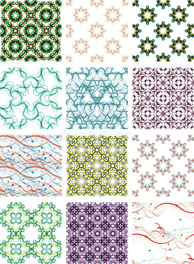 Set Seamless Geometric Patterns - Circles, Swirls Stock Vector ...