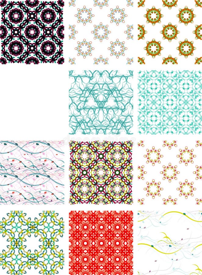 Set Seamless Geometric Patterns - Circles, Swirls Stock Vector ...