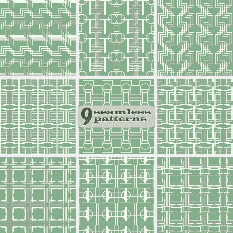 Set of Seamless Geometric Patterns of Multiple Lines Mint Green Stock ...
